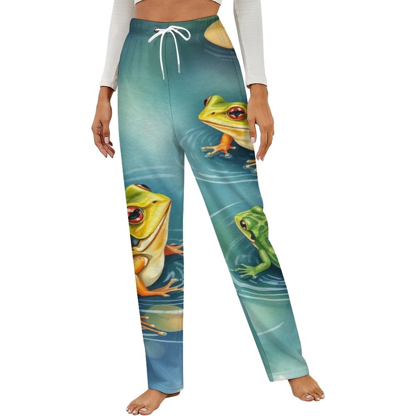 Autumn/Winter Women's Sleeping Pants Frog in The Pond Home Pants Warm ...