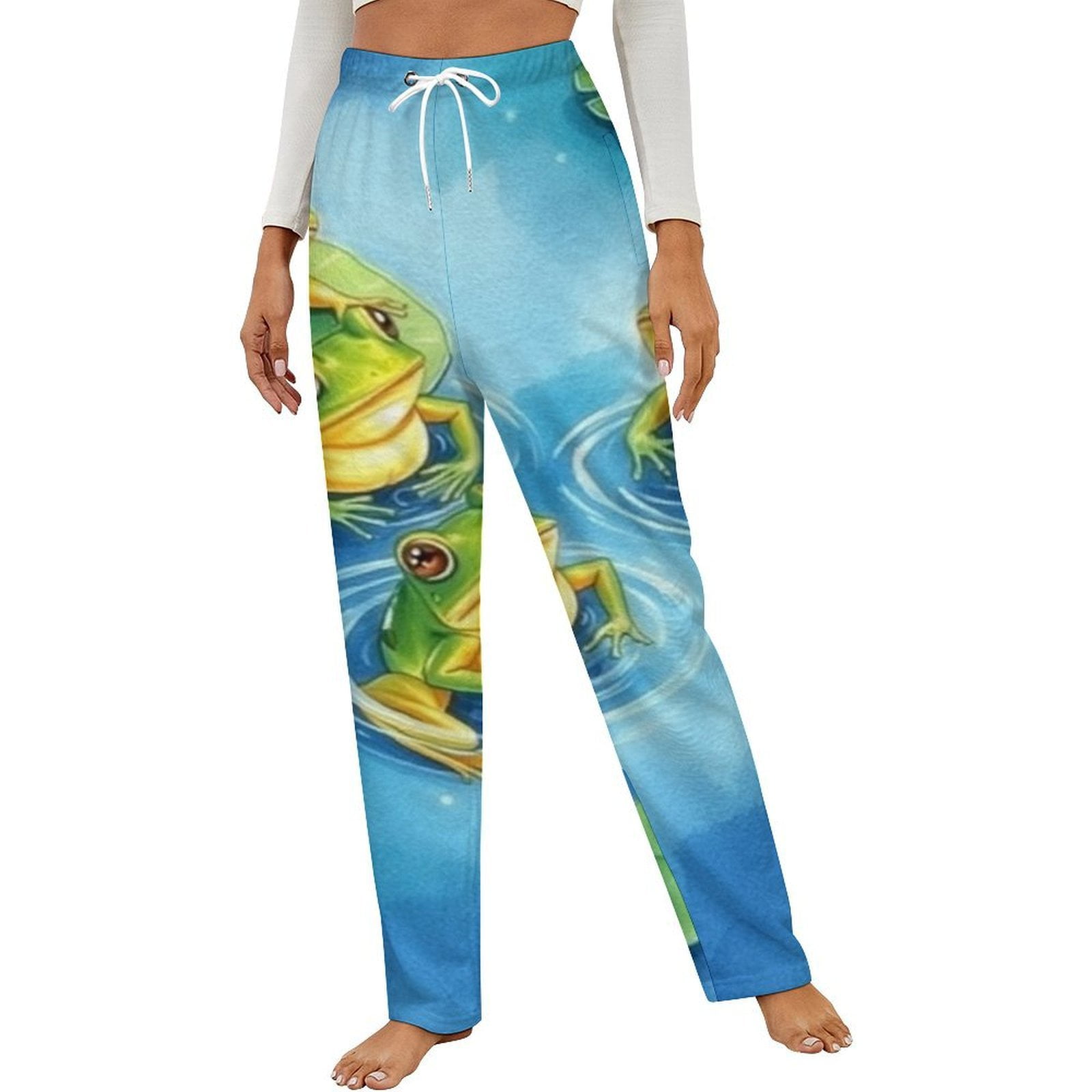 Autumn/Winter Women's Sleeping Pants Frog in The Pond Home Pants Warm ...