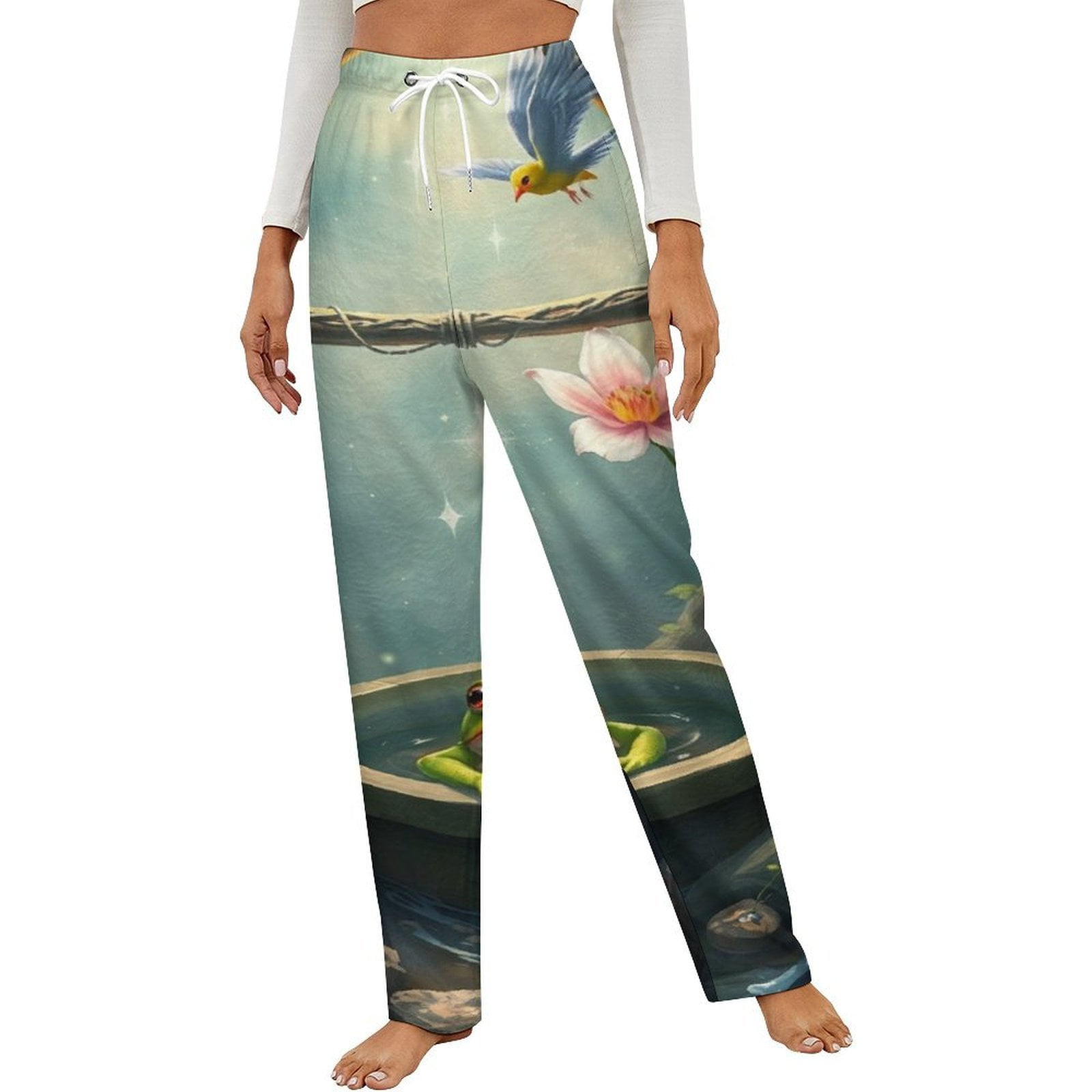 Autumn/Winter Women's Sleeping Pants Frog in The Pond Home Pants Warm ...