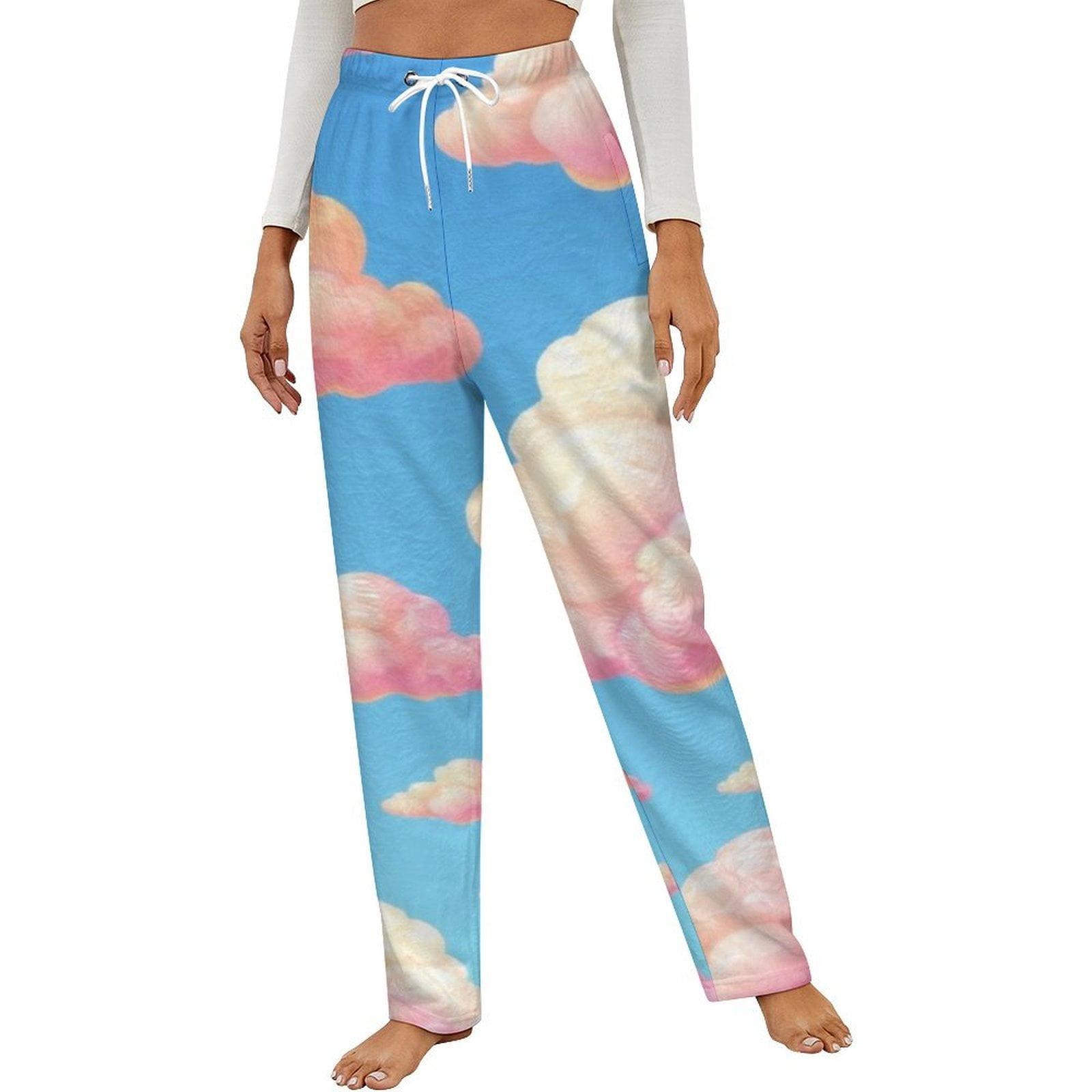 Autumn/Winter Women's Sleeping Pants Pastel Sky Clouds Home Pants Warm ...