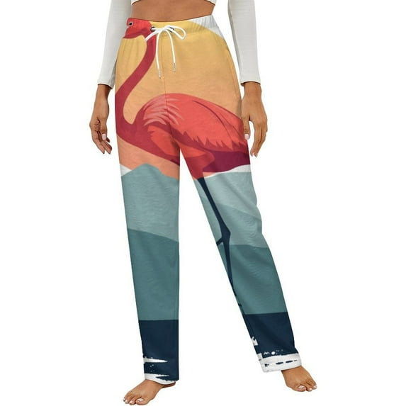 Autumn/Winter Women's Sleeping Pants Pink Flamingo Sunset Scene Home ...