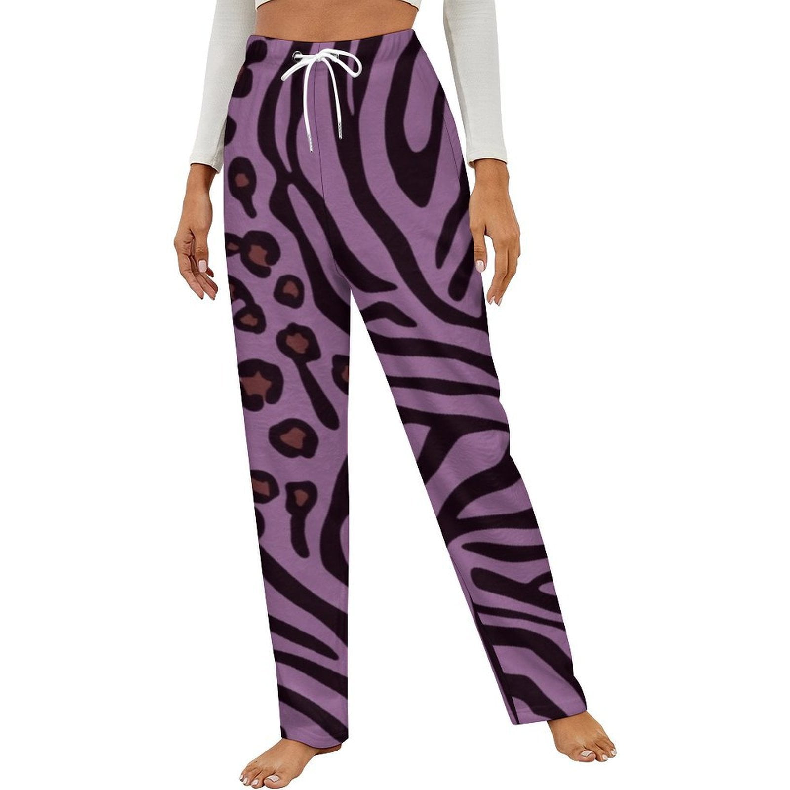 Autumn/Winter Women's Sleeping Pants Purple Animal Print Pattern Home ...