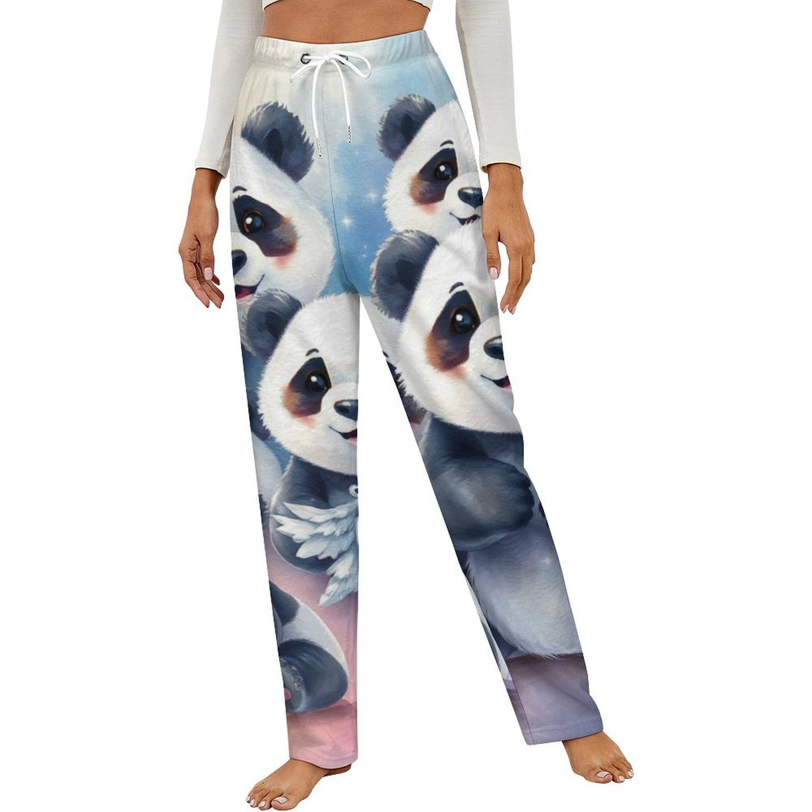 Autumn/Winter Women's Sleeping Pants Watercolor Panda Home Pants Warm ...