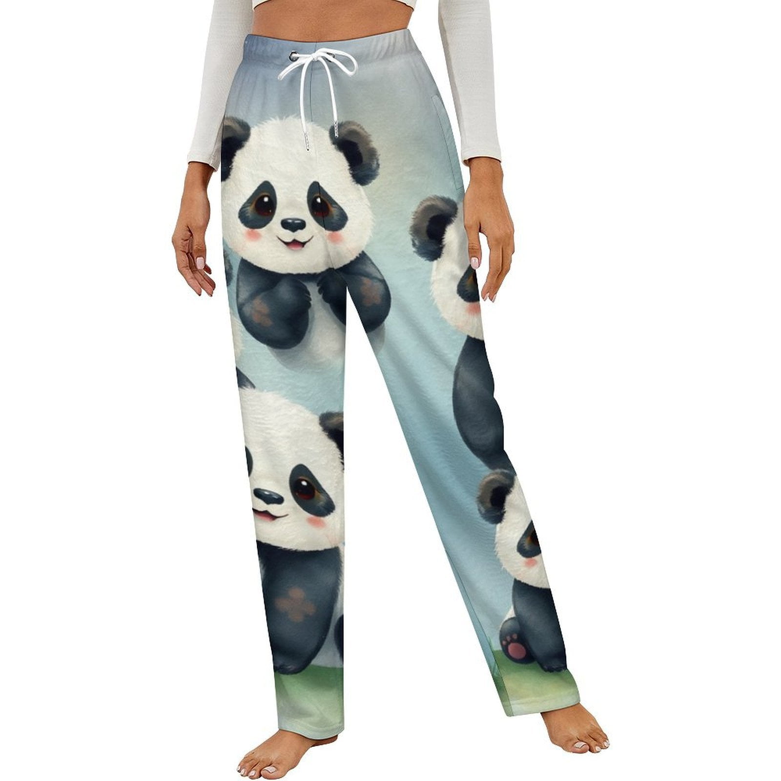 Autumn/Winter Women's Sleeping Pants Watercolor Panda Home Pants Warm ...