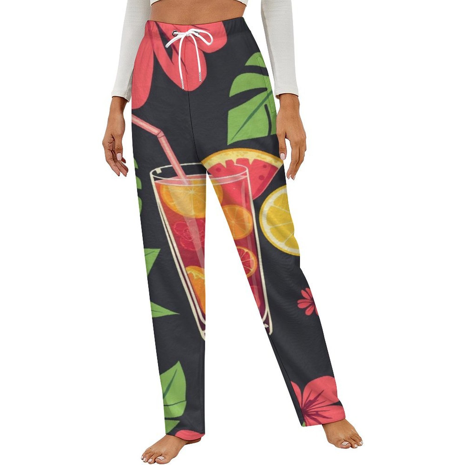 Autumn/Winter Women's Sleeping Pants Wine Glass Home Pants Warm Flannel ...