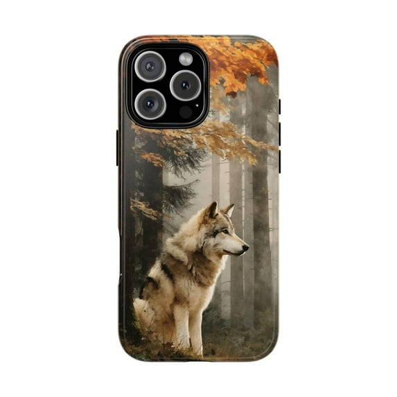 Autumn Wolf Forest Watercolor Wildlife Adventure Art Phone Case with ...