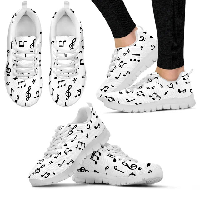 Autumn Women Flats Shoes Art Style Piano Keyboard Music Note Print Air ...