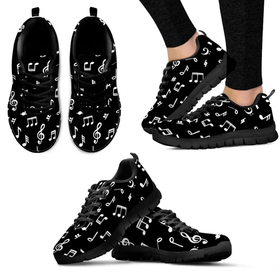 Autumn Women Flats Shoes Art Style Piano Keyboard Music Note Print Air ...