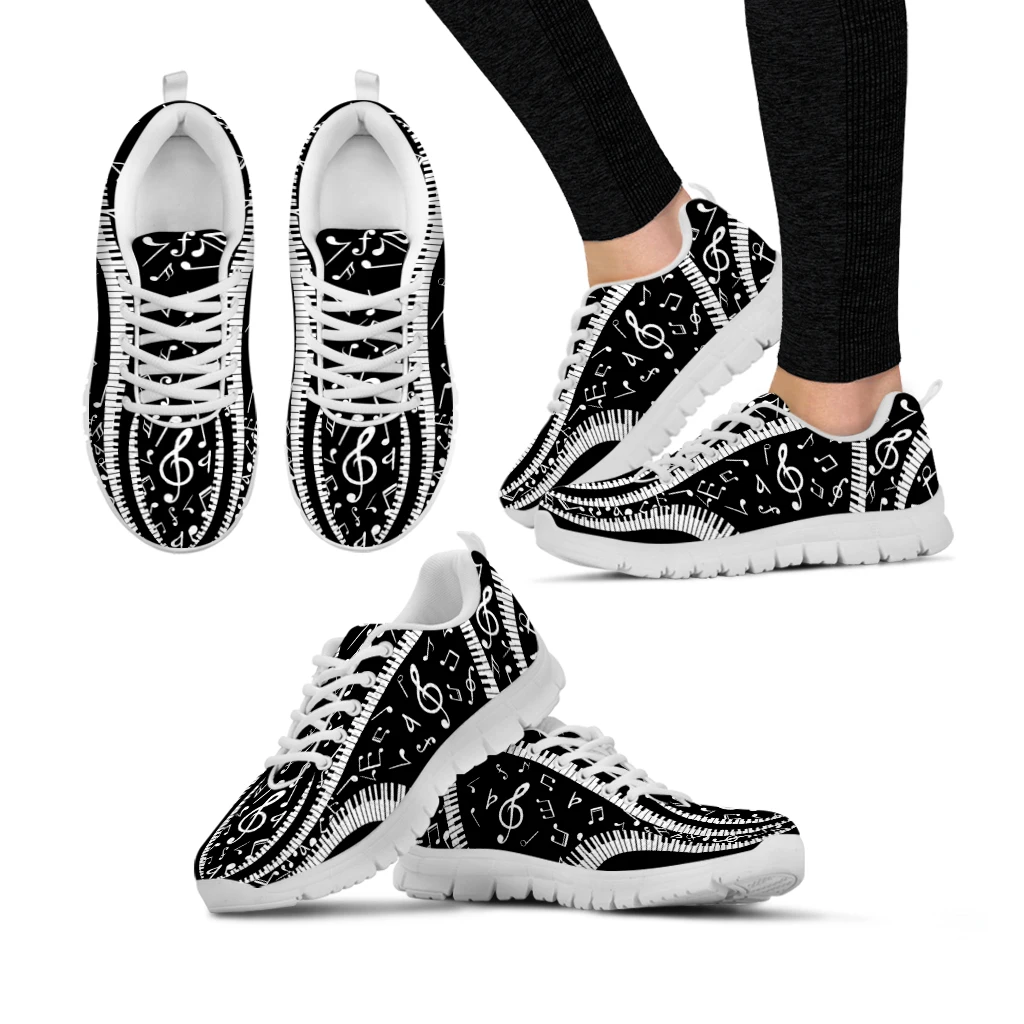 Autumn Women Flats Shoes Art Style Piano Keyboard Music Note Print Air ...