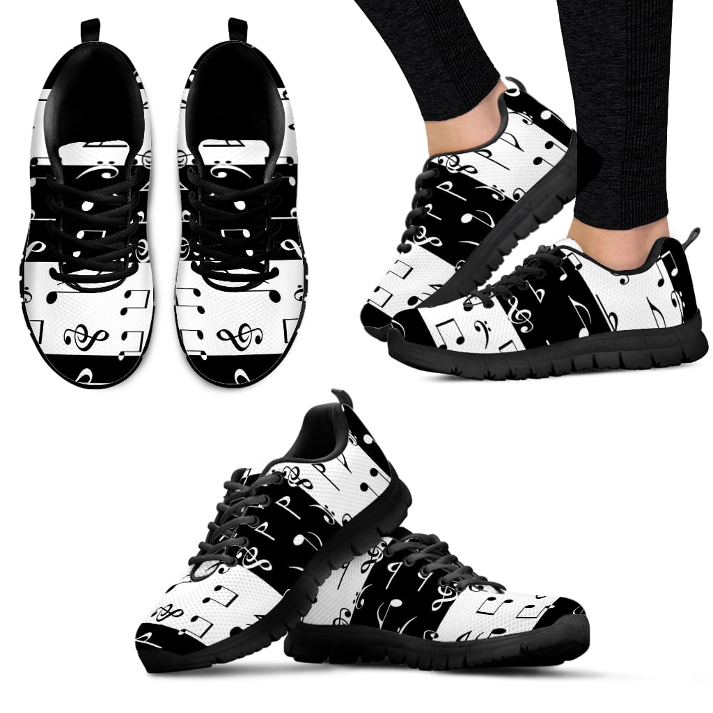 Autumn Women Flats Shoes Art Style Piano Keyboard Music Note Print Air ...