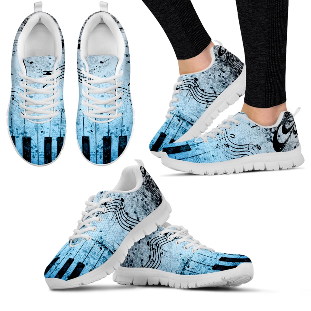 Autumn Women Flats Shoes Art Style Piano Keyboard Music Note Print Air ...