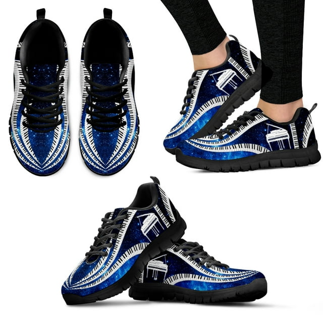 Autumn Women Flats Shoes Art Style Piano Keyboard Music Note Print Air ...