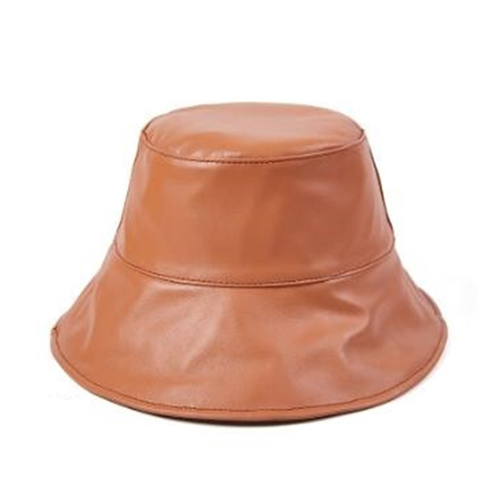 Autumn Women Genuine Leather Cap Natural Sheepskin Leather Bucket Hats ...
