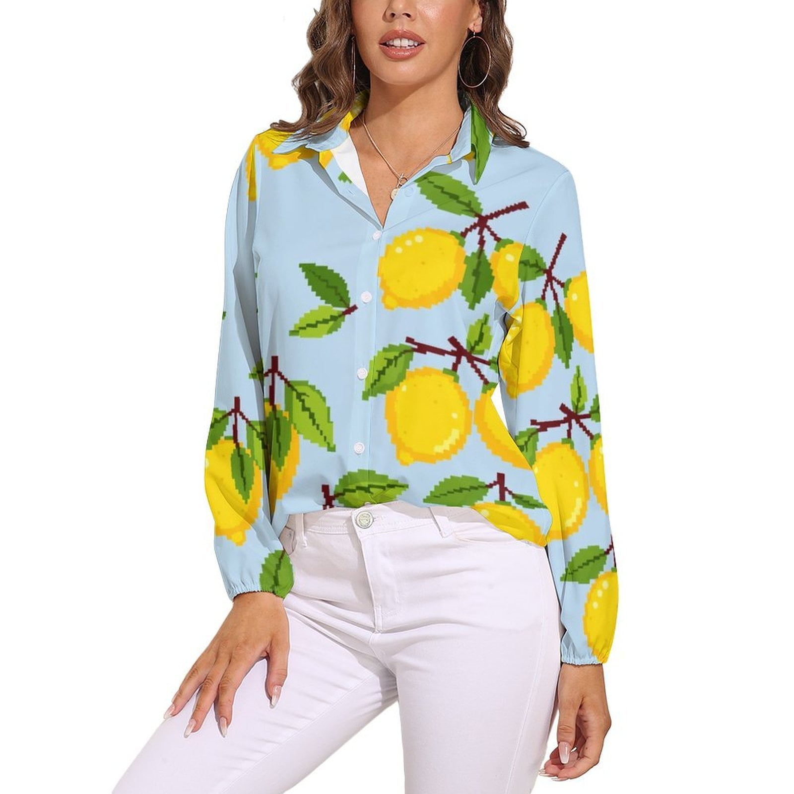 Autumn Women Shirt Tops Delicious Lemon Long Sleeve Women's Blouses ...