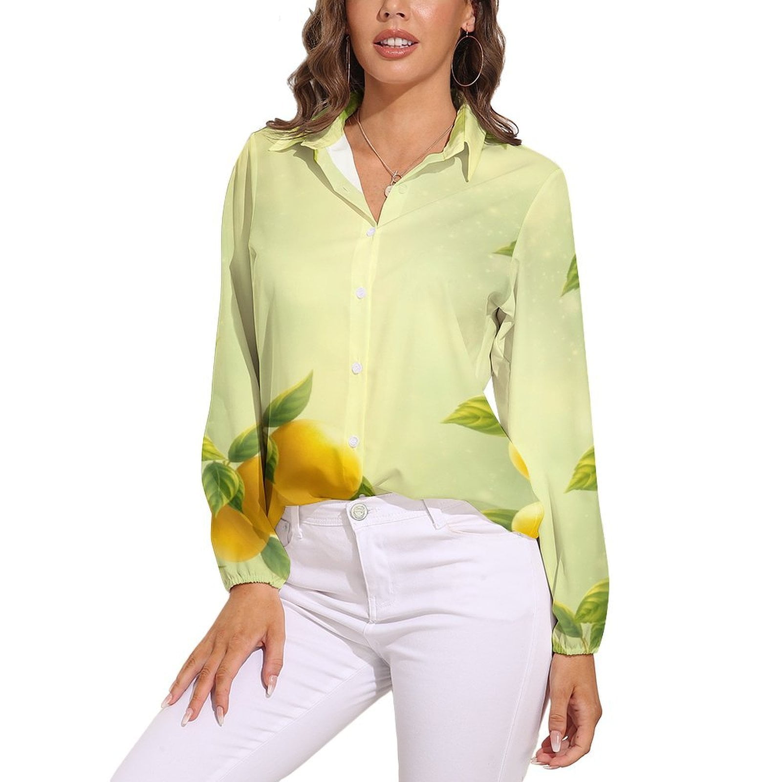 Autumn Women Shirt Tops Delicious Lemon Long Sleeve Women's Blouses ...