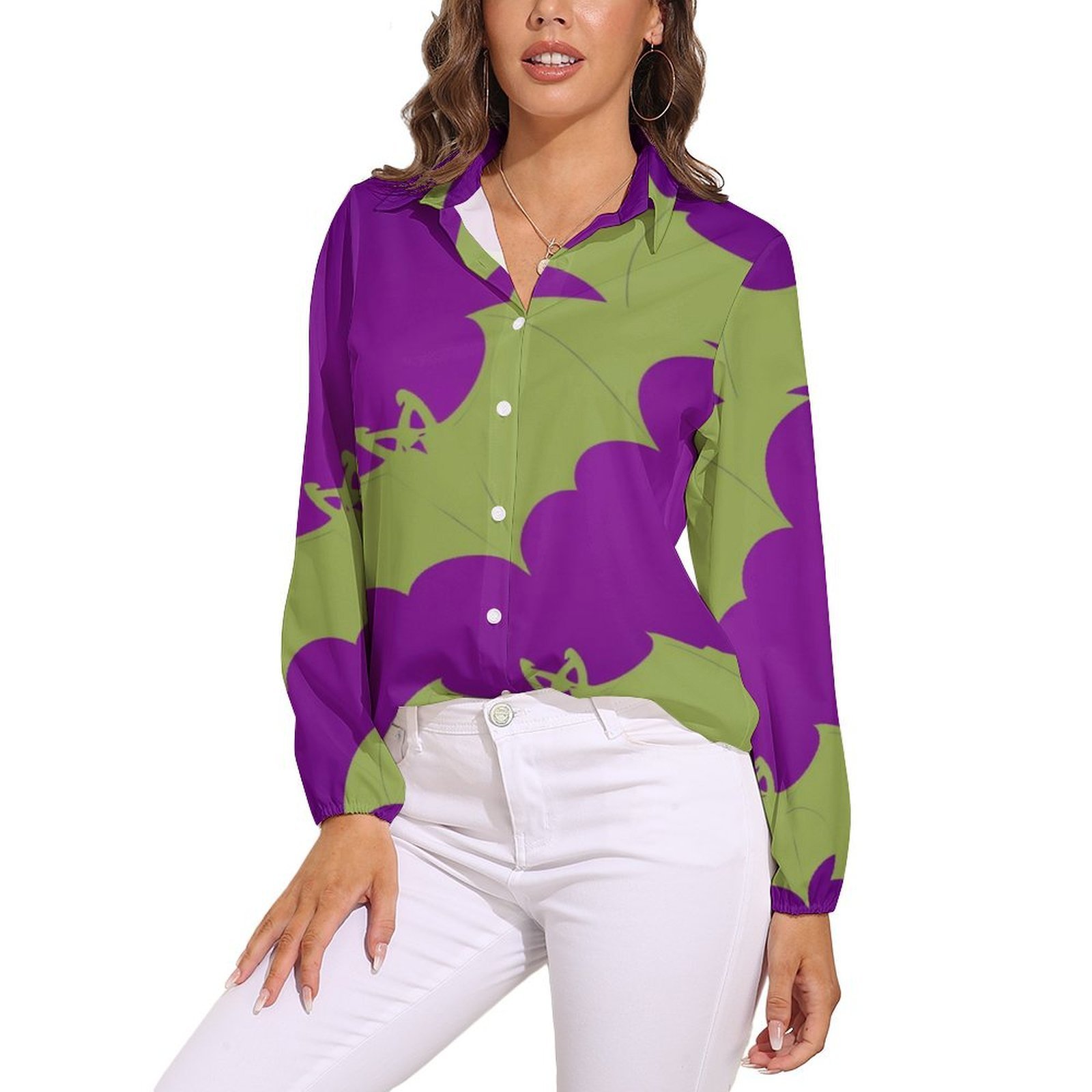 Autumn Women Shirt Tops Purple Bat Long Sleeve Women's Blouses ...