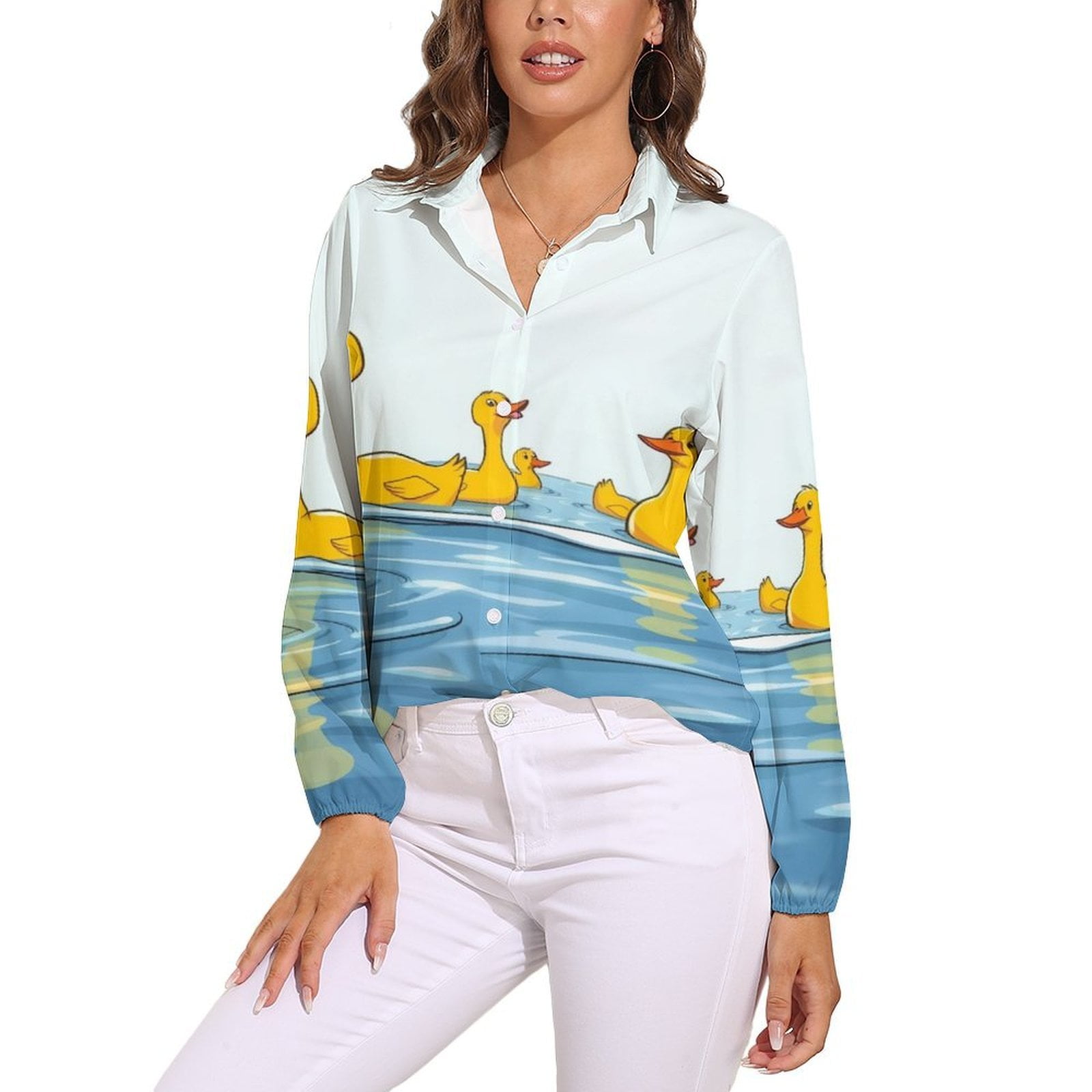 Autumn Women Shirt Tops Rubber Duck Long Sleeve Women's Blouses ...