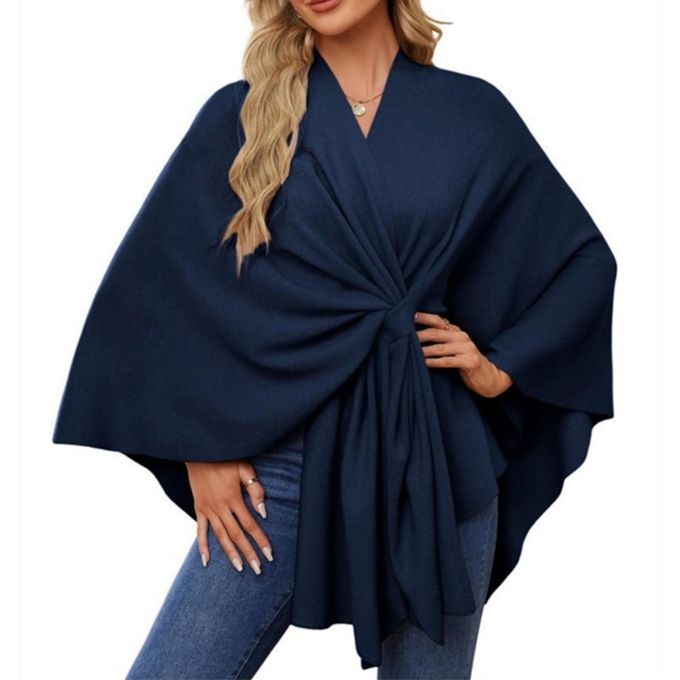 Autumn Women's Elegant Shawl Wraps Soft Open Front Poncho Sweater for ...
