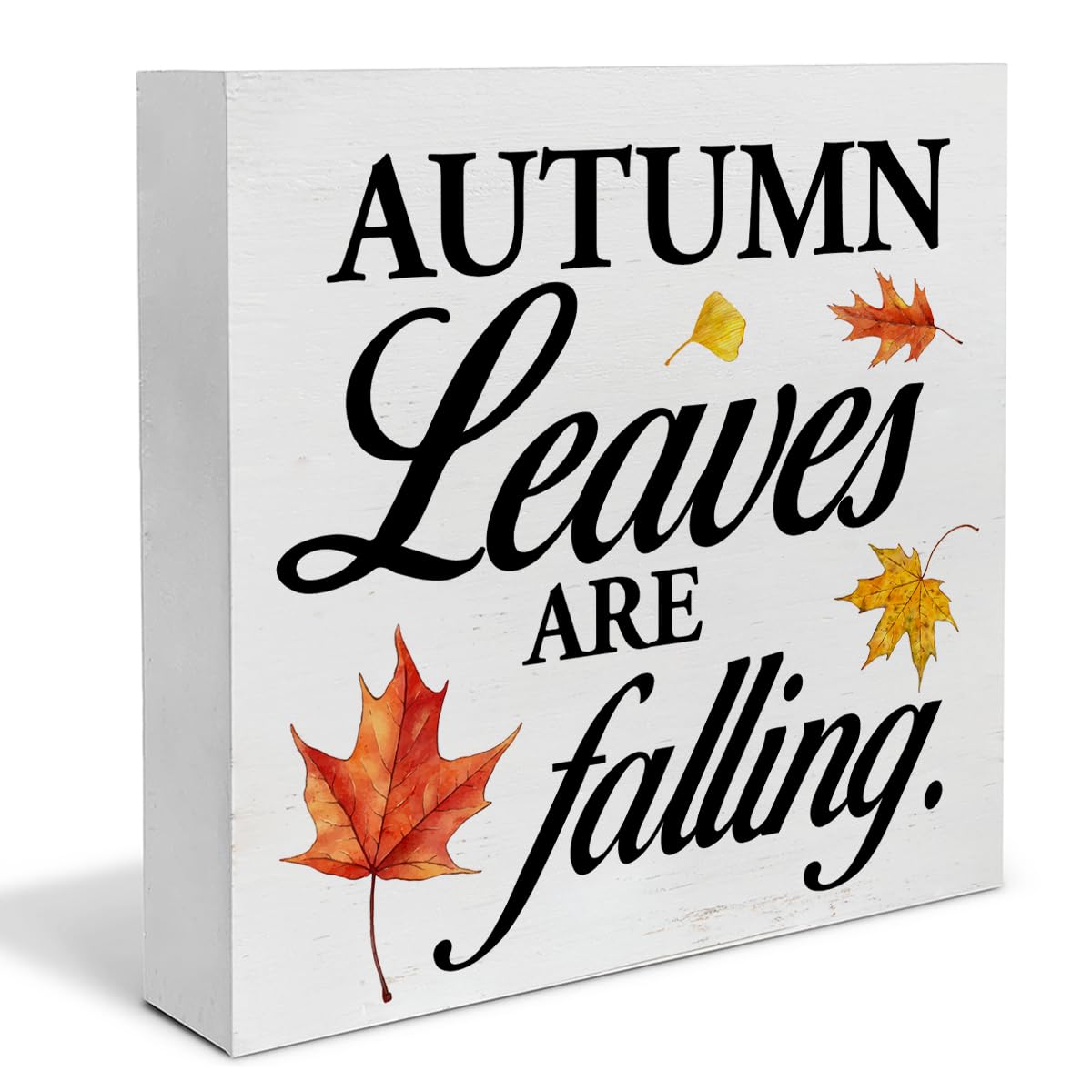 Autumn Wood Box Sign EC36 Art Desk Decor Fall Wood Block Sign Autumn ...