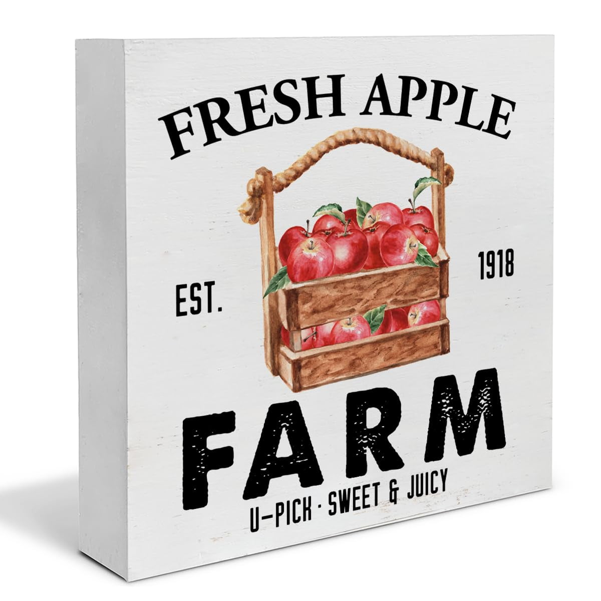 Autumn Wood Box Sign EC36 Art Desk Decor Farmhouse Apple Wood Block ...