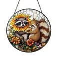 Autumn Woodland Raccoon Squirrel Faux Stained Glass Acrylic Window ...