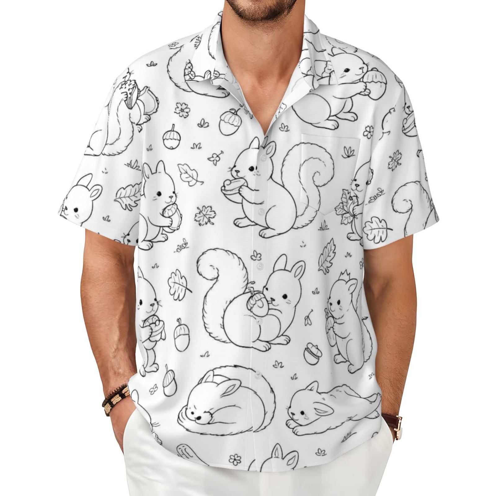 Autumn Woodland Squirrel Men'S Short-Sleeved Shirts with All-Over ...