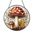 Autumn Woodland Stained Glass Style Window Hanging, Mushroom Art Panel ...