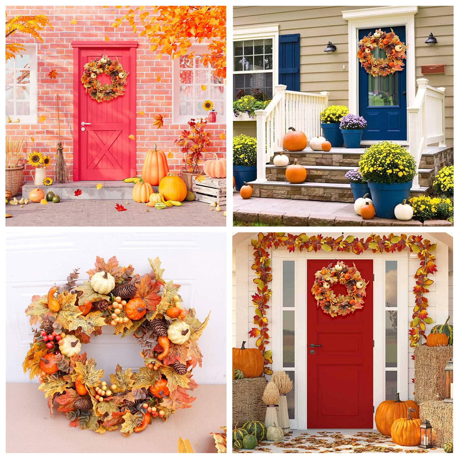 Autumn Wreath 45Cm Pumpkin Maple Leaf Wreath For The Autumn Harvest ...