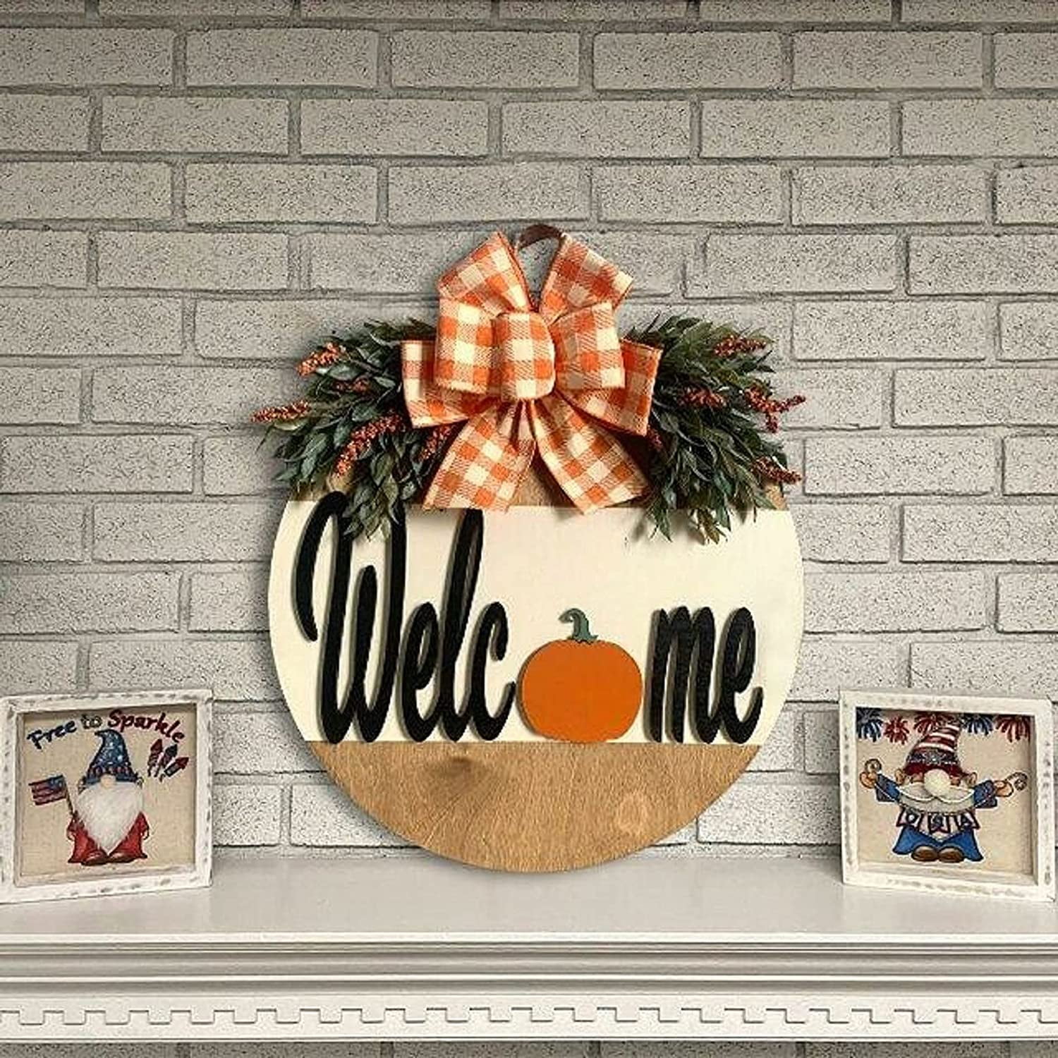 Autumn Wreath Frame for Front Door Outside, Artificial Fall Eucalyptus ...