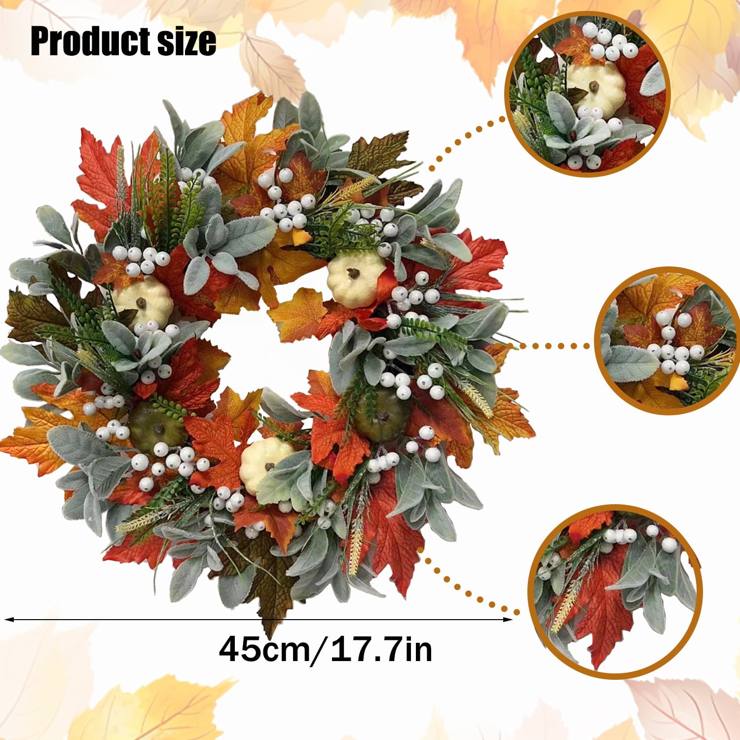 Autumn Wreath With Maple Leaf Garland For Fall, Halloween, And ...