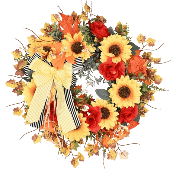 Autumn Wreath for Front Door and Living Spaces—Festive Sunflowers for ...