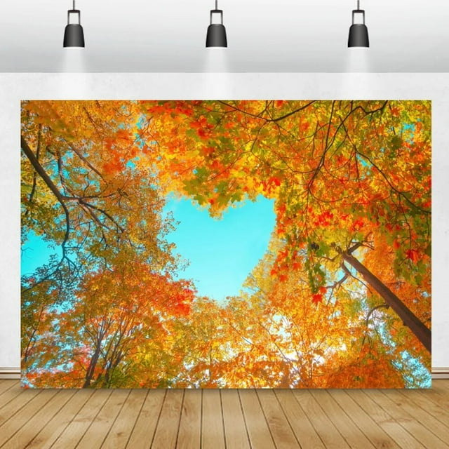 Autumn Yellow Forest Backdrop For Photography Love Heart Trees Potrait ...