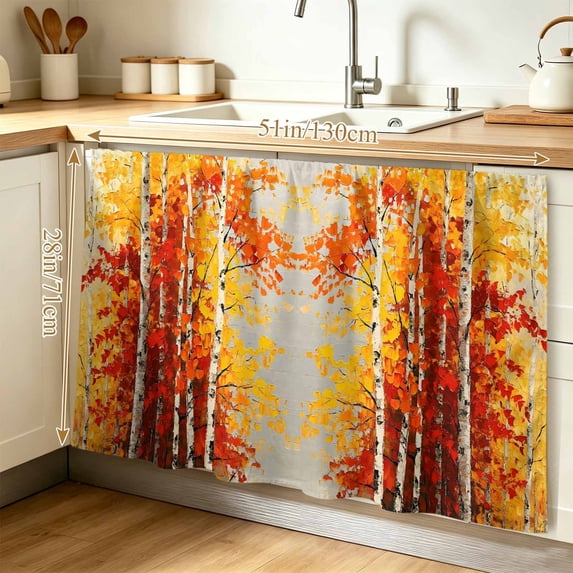 Autumn Yellow Leaves Cabinet Curtain 28"W x 51"L, Fall Natural Forest ...