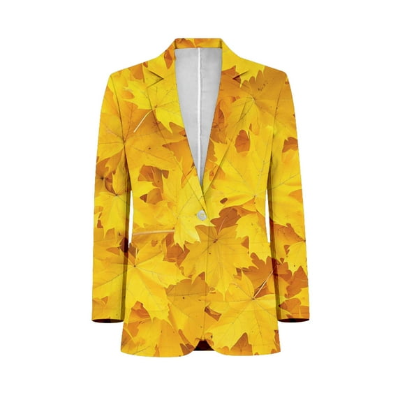 Autumn Yellow Leaves Maple Leaf Men's Suit Blazer Casual Party Wear ...