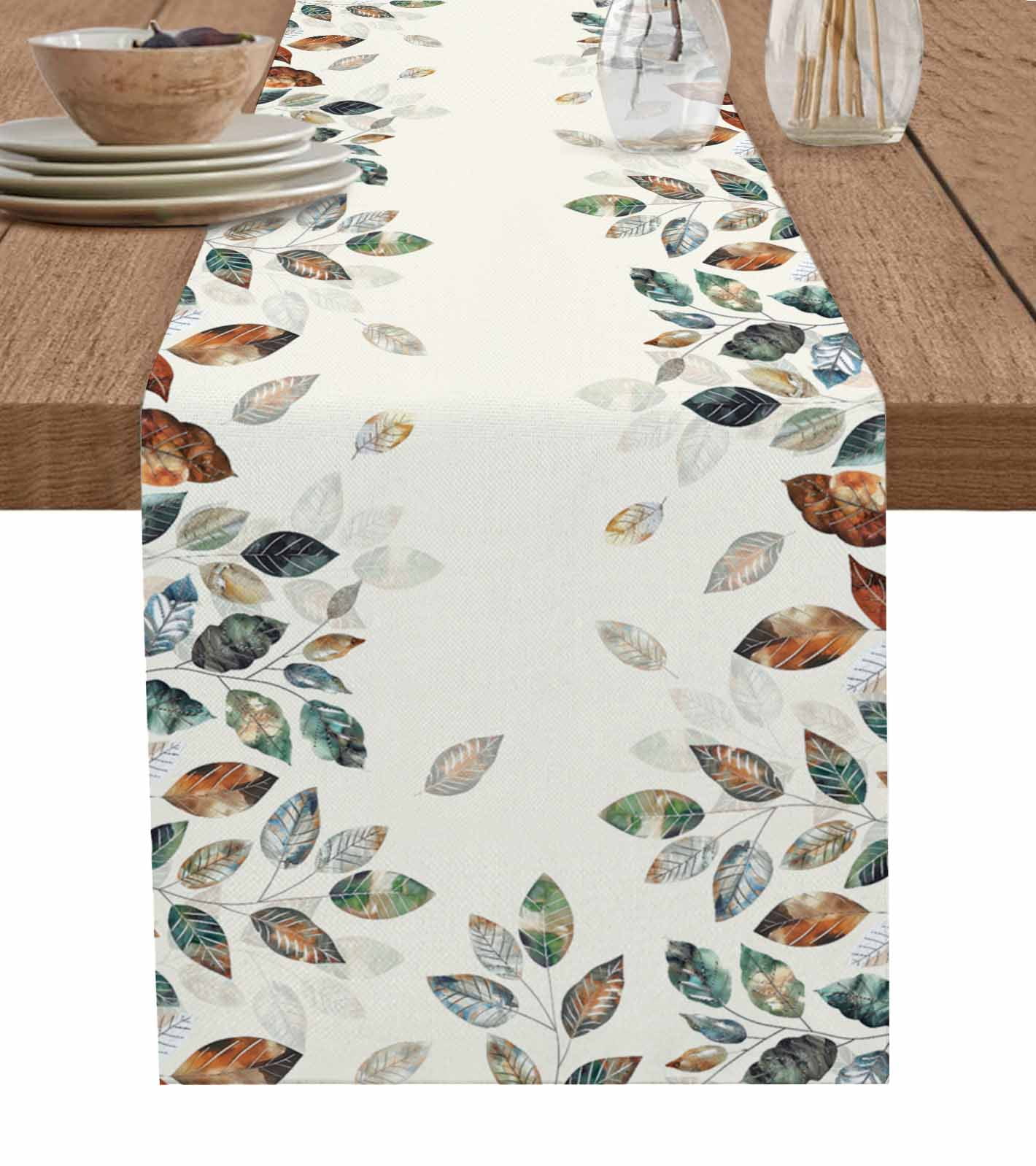 Autumn Yellow Leaves Plant Table Runner Wedding r Table Runner Holiday ...