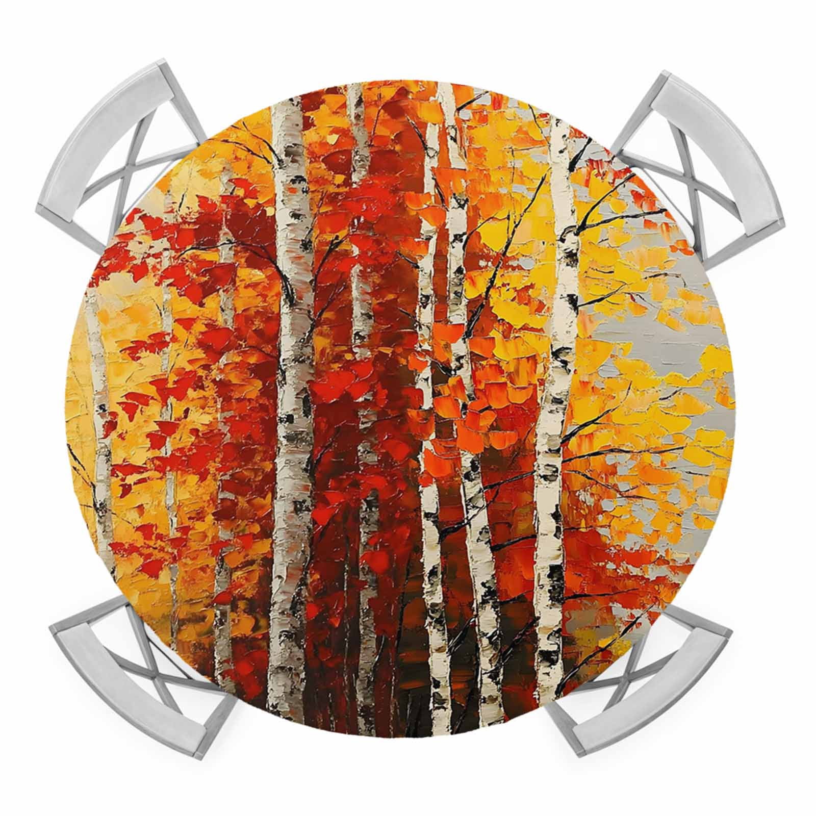 Autumn Yellow Leaves Round Tablecloth for 45-54 Inch Tables,Fitted ...