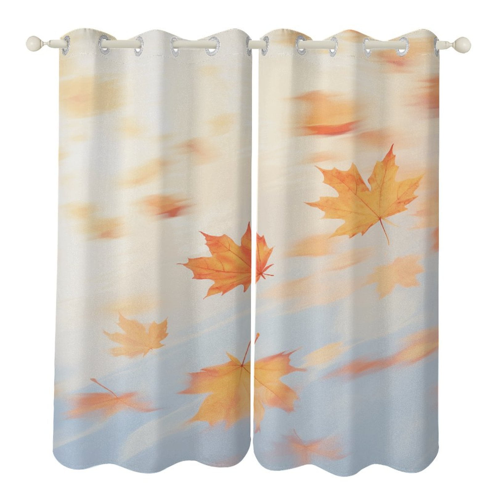 Autumn Yellow Maple Leaves 2 Panels 3D Printing Pattern Curtain for ...