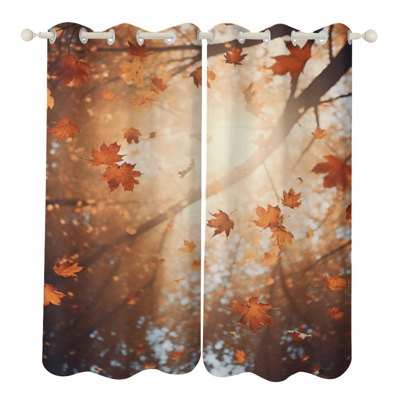 Autumn Yellow Maple Leaves 2 Panels Curtains for Bedroom Living Room ...