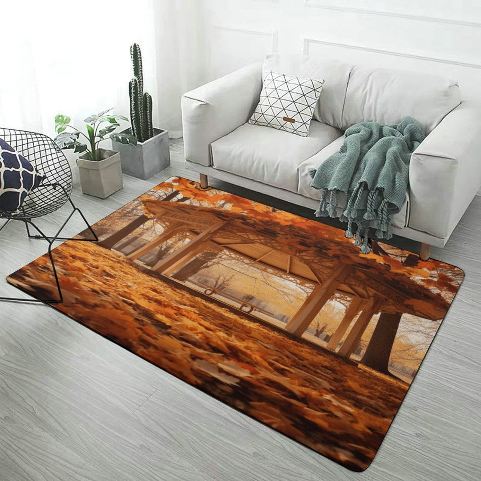 Autumn Yellow Maple Leaves Carpet Style Living Room Bedroom Rug Modern ...