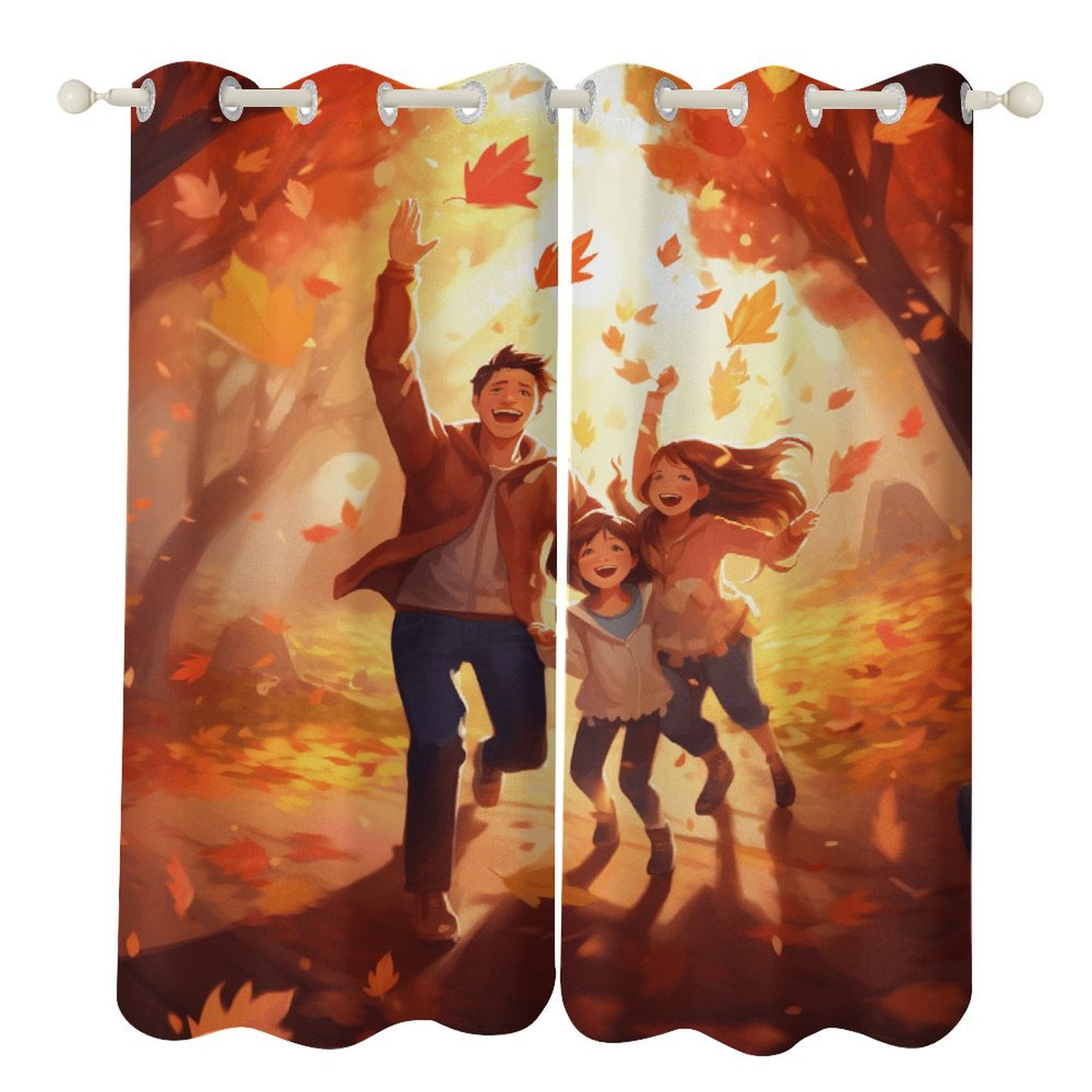 Autumn Yellow Maple Leaves Curtains Aesthetic Envrionmental Friendly ...