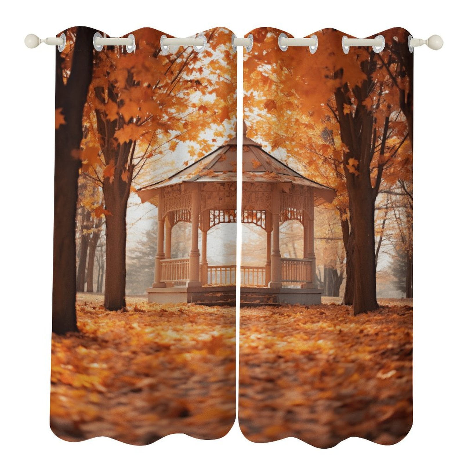 Autumn Yellow Maple Leaves Curtains Aesthetic Envrionmental Friendly ...