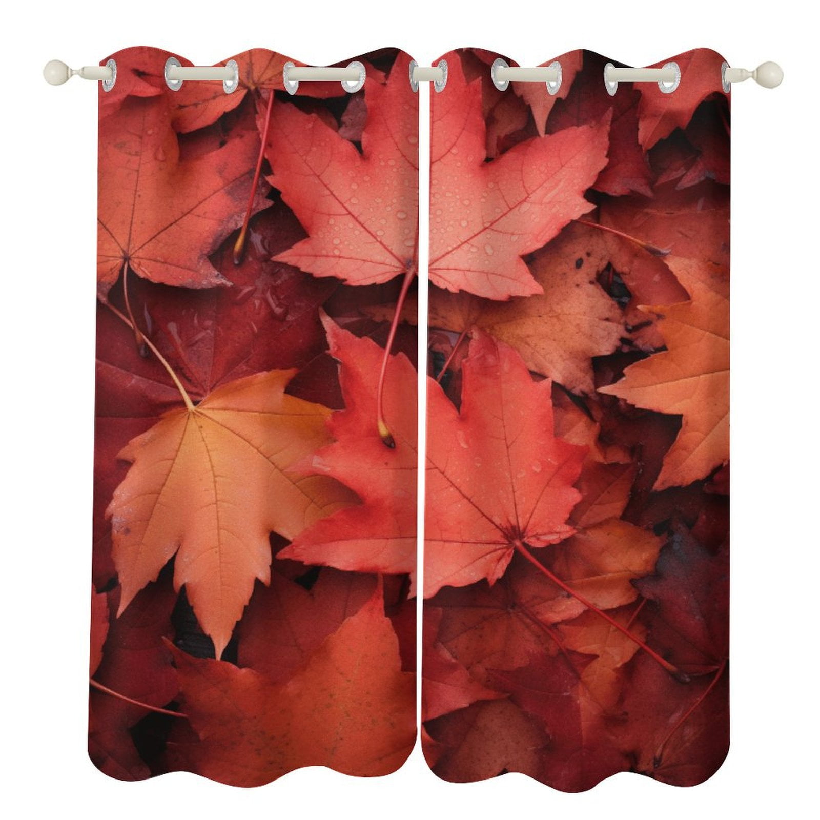 Autumn Yellow Maple Leaves Luxury Window Curtains Blinds for Living ...