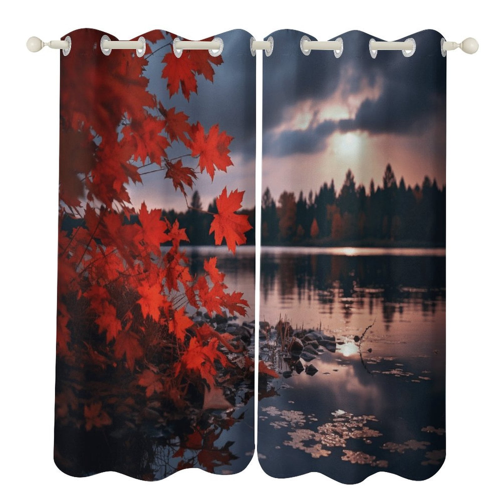 Autumn Yellow Maple Leaves Luxury Window Curtains Blinds for Living ...