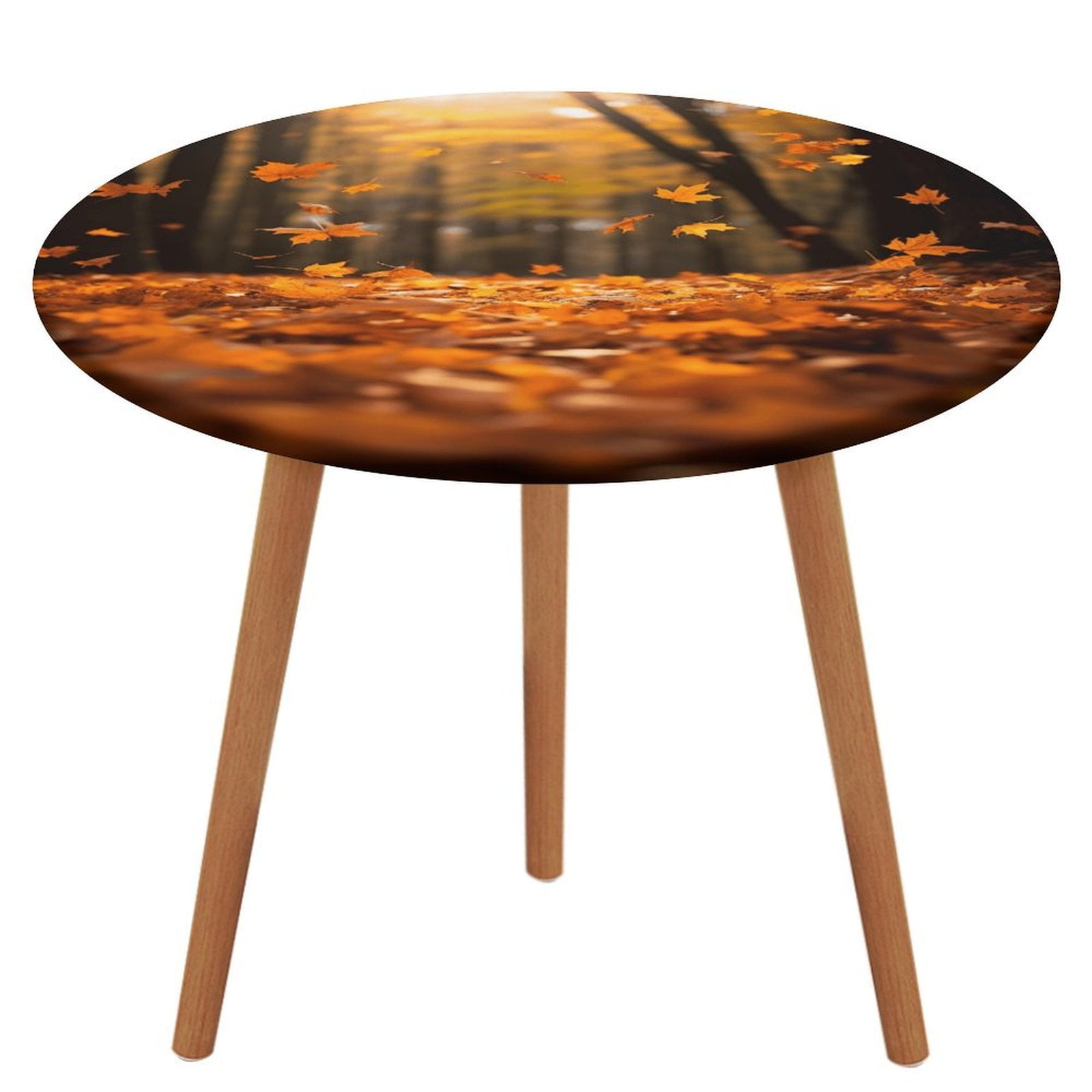 Autumn Yellow Maple Leaves Pattern Round Tablecloth Waterproof Elastic ...