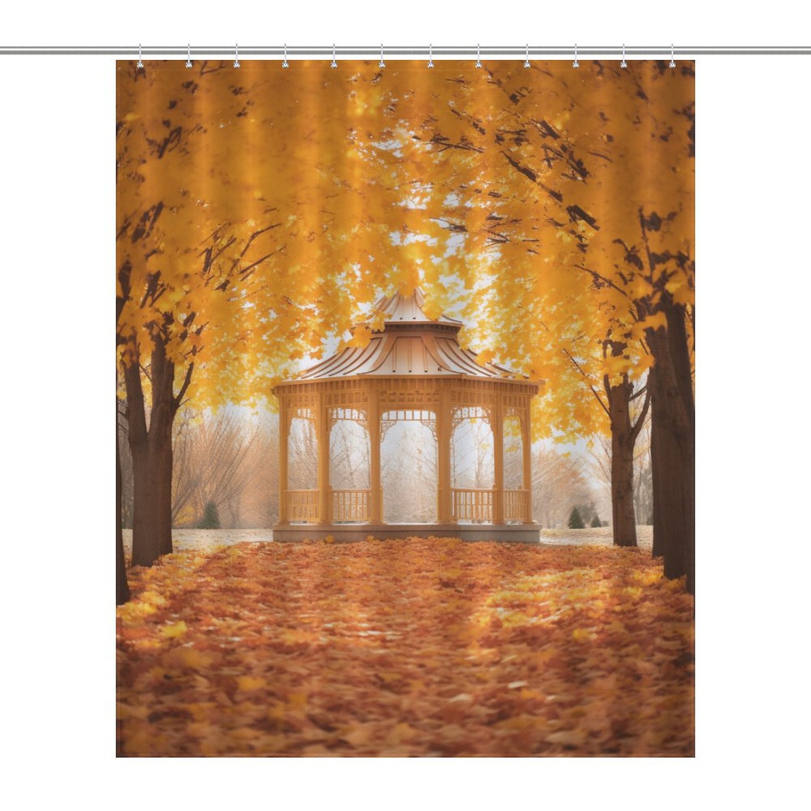 Autumn Yellow Maple Leaves Printed Shower Curtain Bathroom Curtains ...