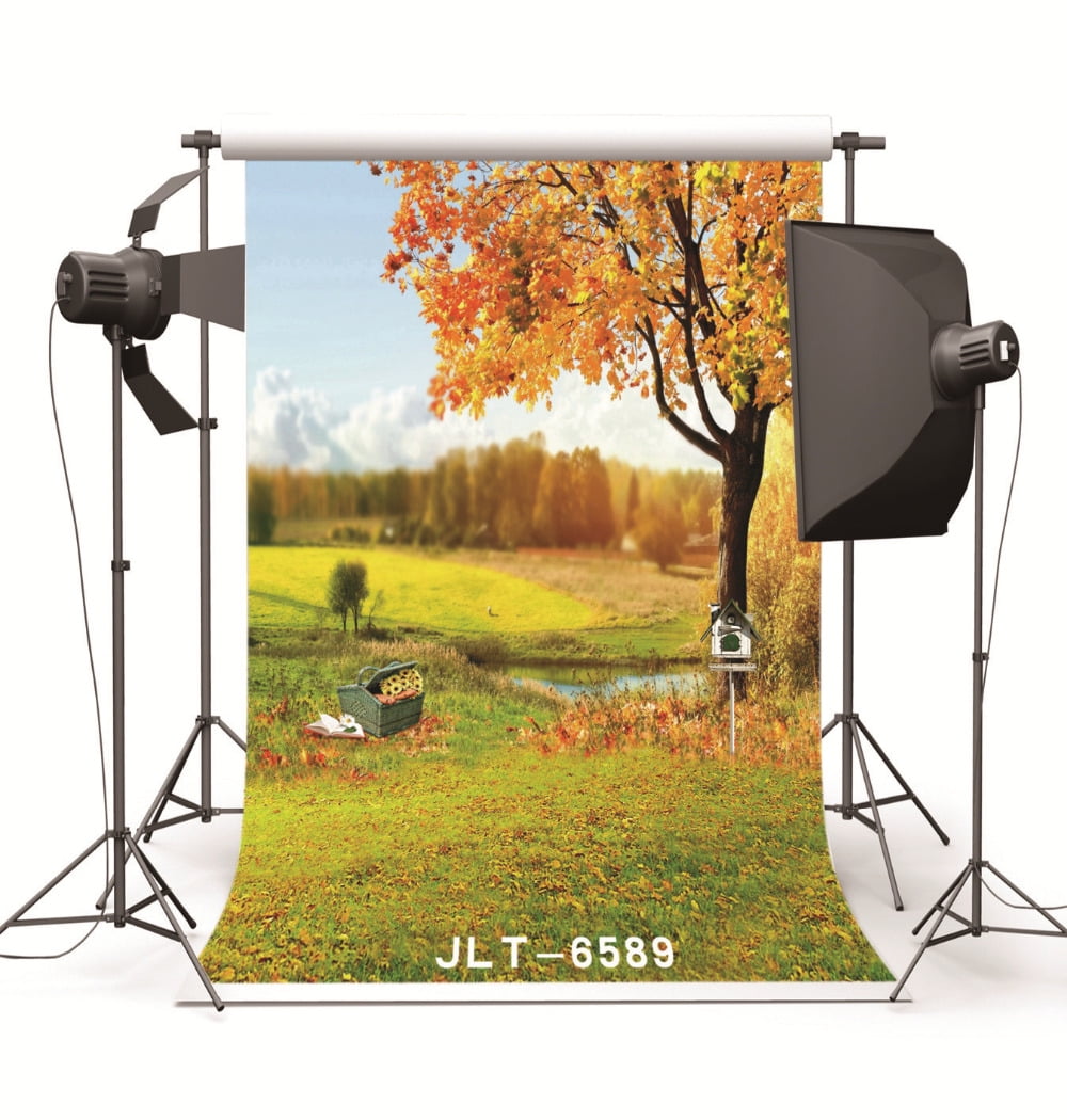 Autumn Yellow Tree Fields Vinyl Backgrounds for Photography Computer ...