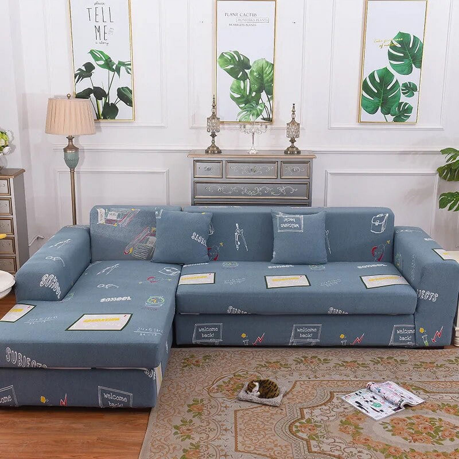 Autumn and Winter European Green Leaf Flower Sofa Cover All-inclusive L ...