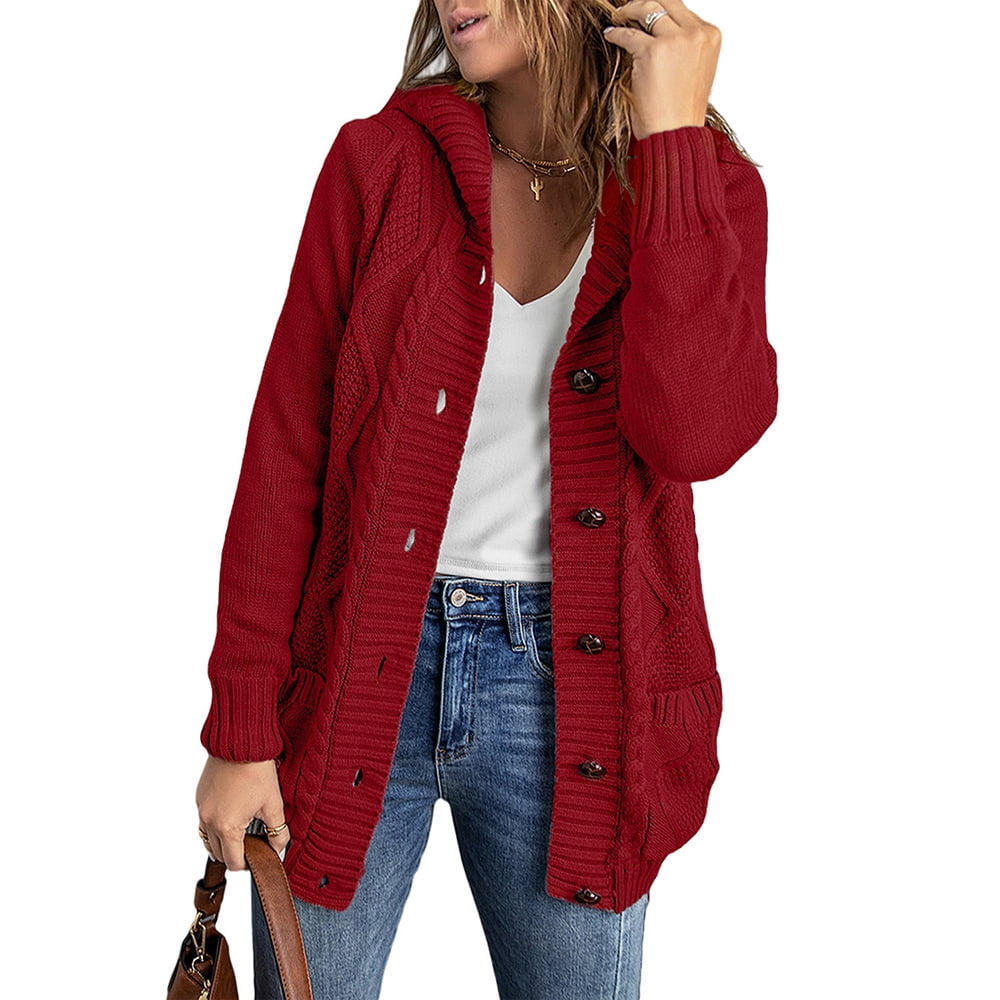 Autumn and Winter Knitted Texture Cardigan Breasted Sweater Women's ...
