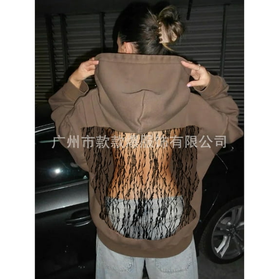 Autumn and Winter New Women's Fashion Solid Color Backless Hollow Mesh ...