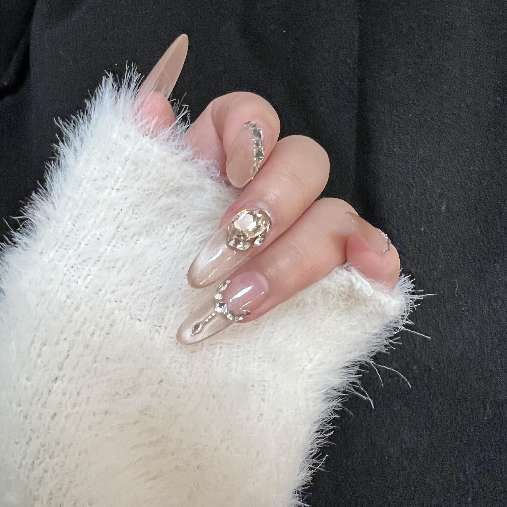 Autumn and Winter Past Yunyan Cat's Eye Nail Art French Patch Handmade ...